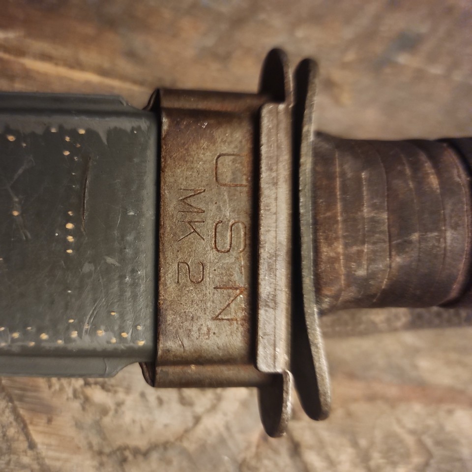 WWII KA-BAR USN Mark 2 Commando Fighting Knife & US Navy Scabbard 4th ...
