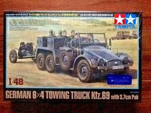 TAMIYA 1/48 WW II GERMAN 6 X 4 TOWING TRUCK KFZ.69 W/ 3.7 CM PAK GUN ...