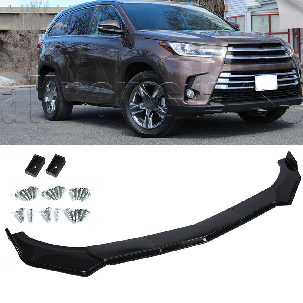 For Toyota Highlander Glossy black Front Bumper Lip Spoiler Splitter ...