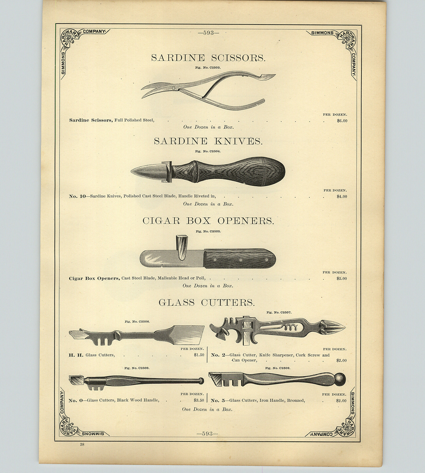 1890 PAPER AD Sardine Scissors Knives Knife Cigar Box Opener Cutter | eBay