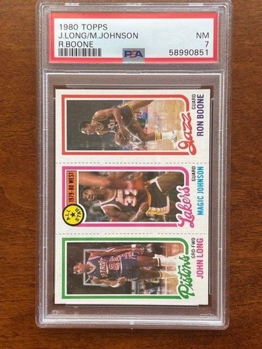 1980-81 Topps Magic Johnson Rookie Card RC PSA 7 NM Long Boone ...