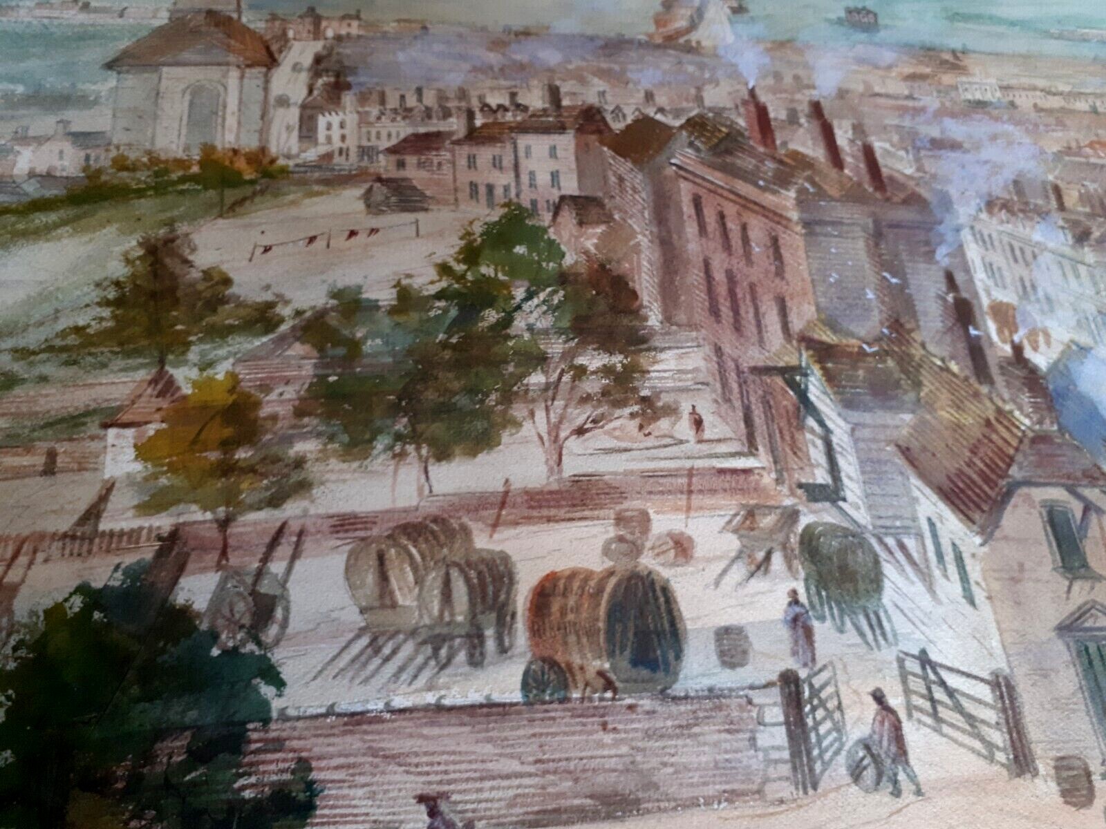 Huge Paul Braddon c 1900 Watercolour Painting Birmingham City Centre ...