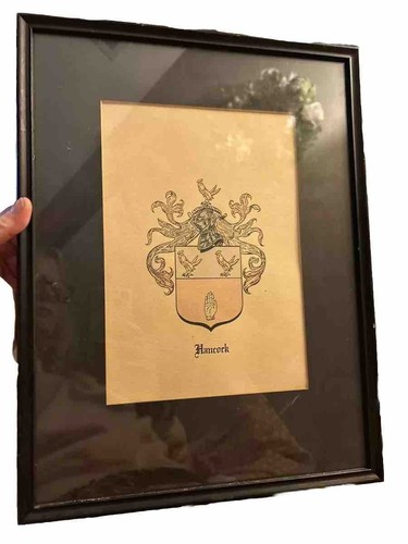 Coat of Arms Hancock Family Wall Hanging, Matted, Professionally Framed ...