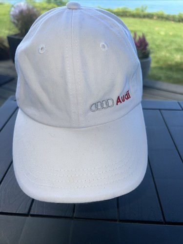 Audi Logo Letters in Red on White Hat Cap Hook Loop Audi Lexington Red ...