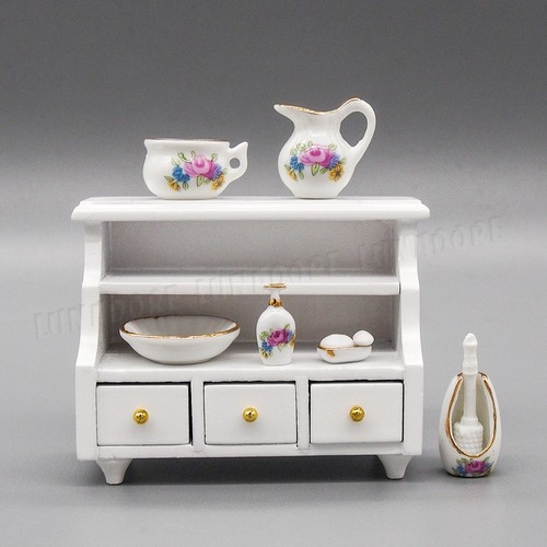 1:12 Dollhouse Porcelain Bathroom Set Soap Dispenser Shampoo Bath ...