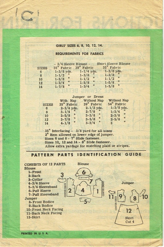 1950s Vintage Marian Martin Sewing Pattern 9284 Uncut Girls Jumper ...
