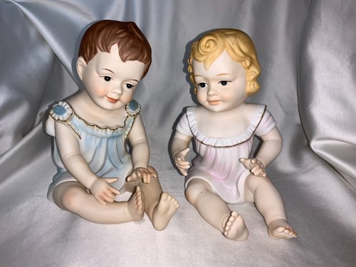 Vintage Pair Porcelain Ceramic Baby Girl and Boy Figurines | eBay