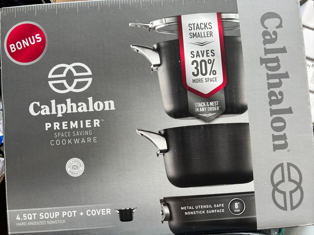 Calphalon Premier Space Saving Hard Anodized Nonstick 4.5 Qt. Covered ...