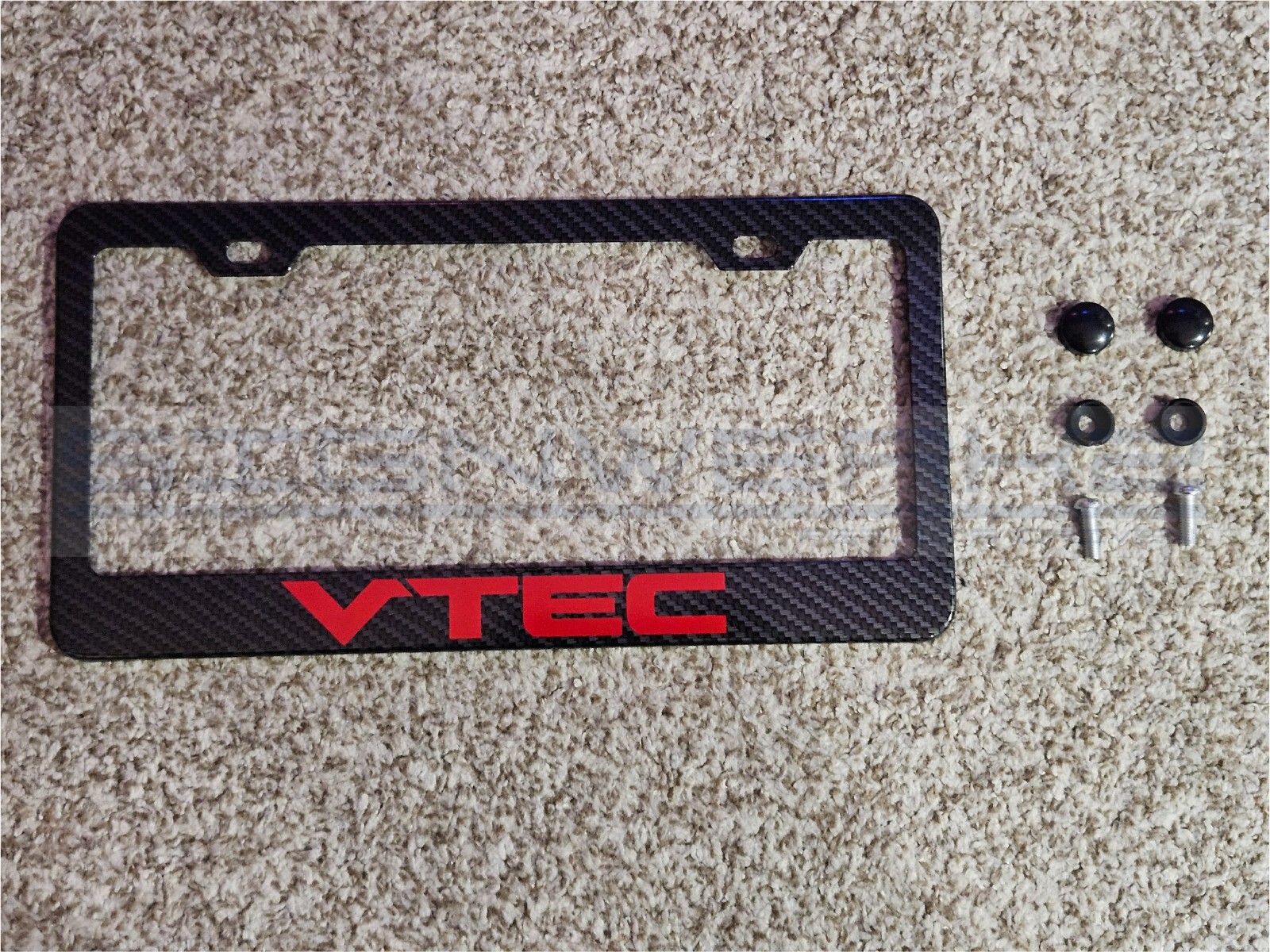 Vtec Red New CF Printed Pattern Black Aluminum License Plate Frame | eBay