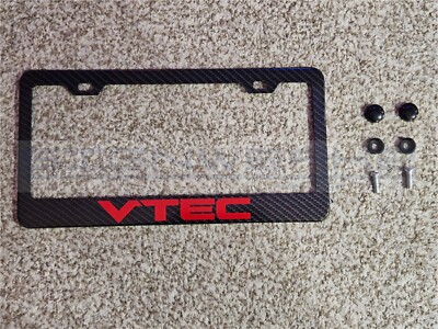 Vtec Red New CF Printed Pattern Black Aluminum License Plate Frame | eBay