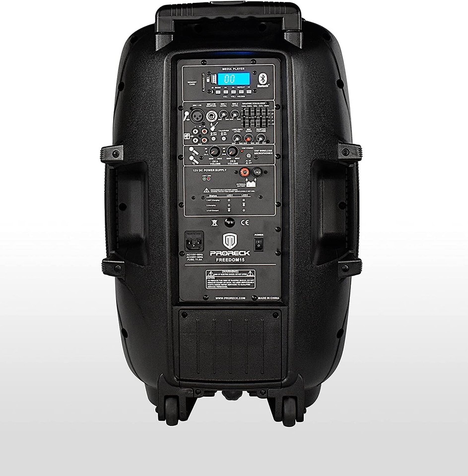 PRORECK Freedom 15 Portable 15-Inch 800 Watt 2-Way Rechargeable Powered ...