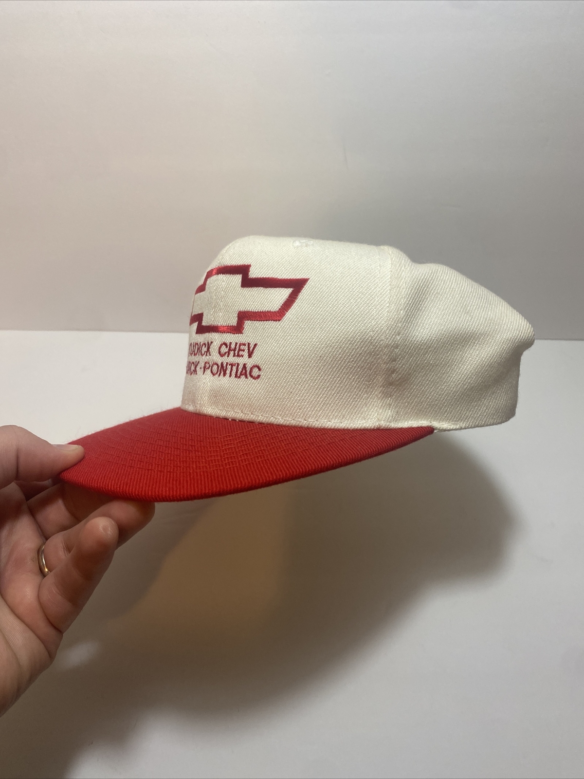 Vintage Chevy Chevrolet Logo Hat White & Red SnapBack… - Gem