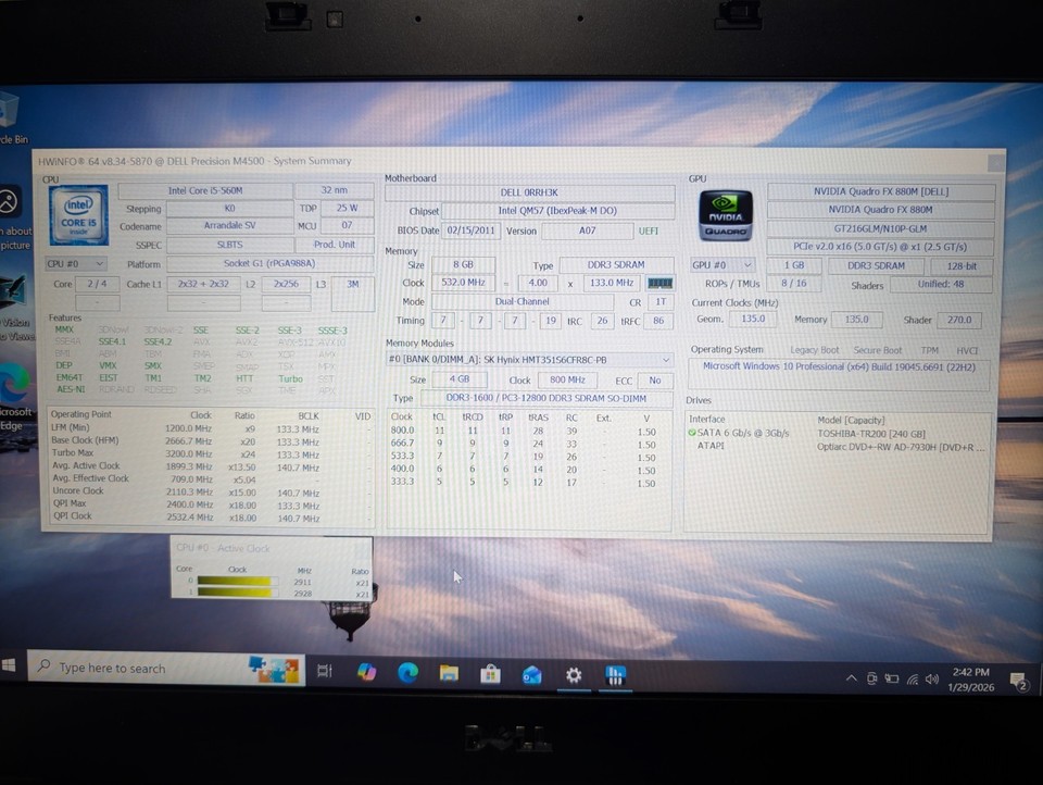 DELL PRECISION M4500 | i5-560M 8GB RAM 256GB SSD | FHD NVIDIA Quadro FX ...