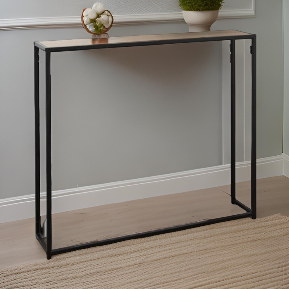 Console Table with Black Leg & Wooden Shelf Furniturer Radiator Console ...