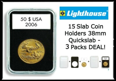 15 Lighthouse Coin Slabs Holders Capsule Quickslab 38mm US Large Dollar ...