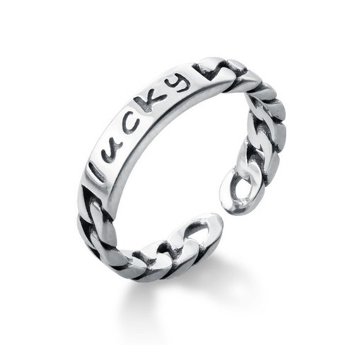 Women 925 sterling silver Vintage Lucky Chain Adjust Open Ring/Joint ...