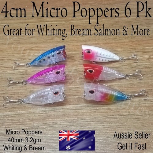 6x 4cm Whiting Popper Fishing Lures Surface Poppers Bream Flathead ...
