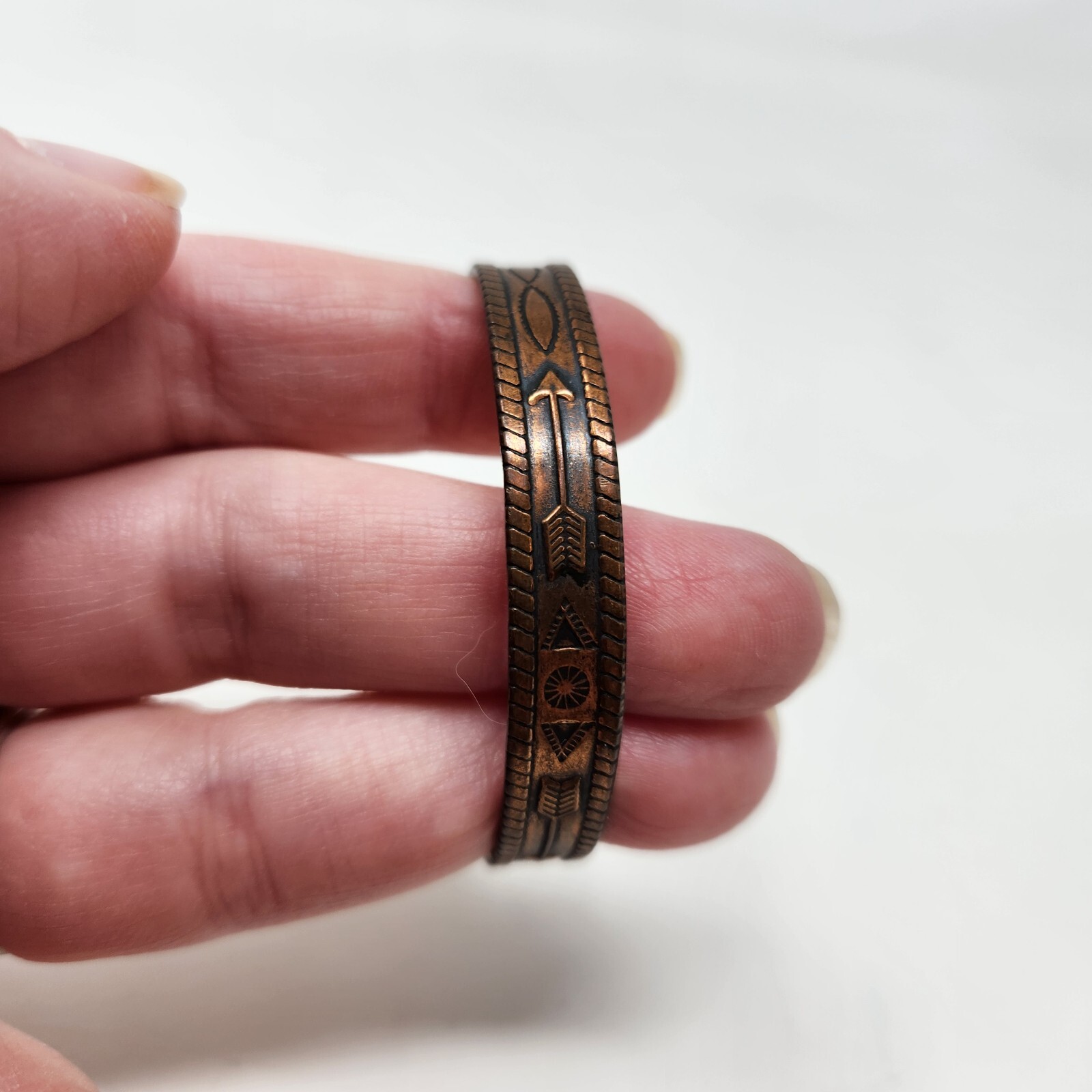 Vintage Solid Copper Native American Bracelet Cuff St… - Gem
