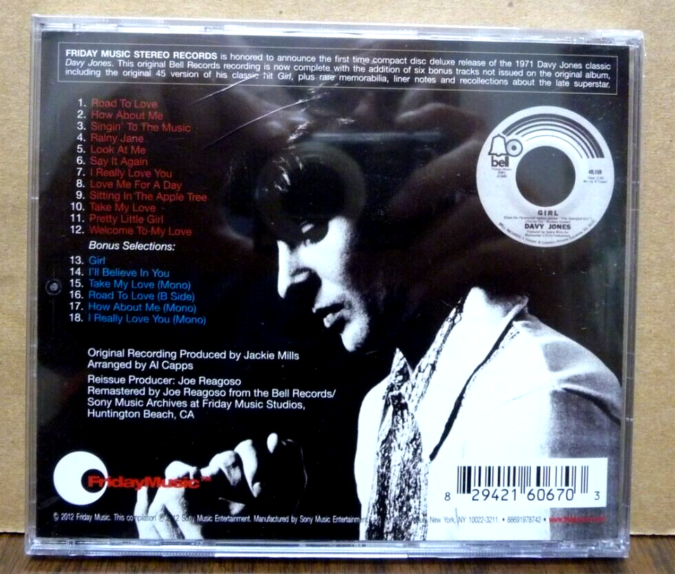 DAVY JONES (Monkees) The Bell Recordings (1971-1972) Friday Music CD ...