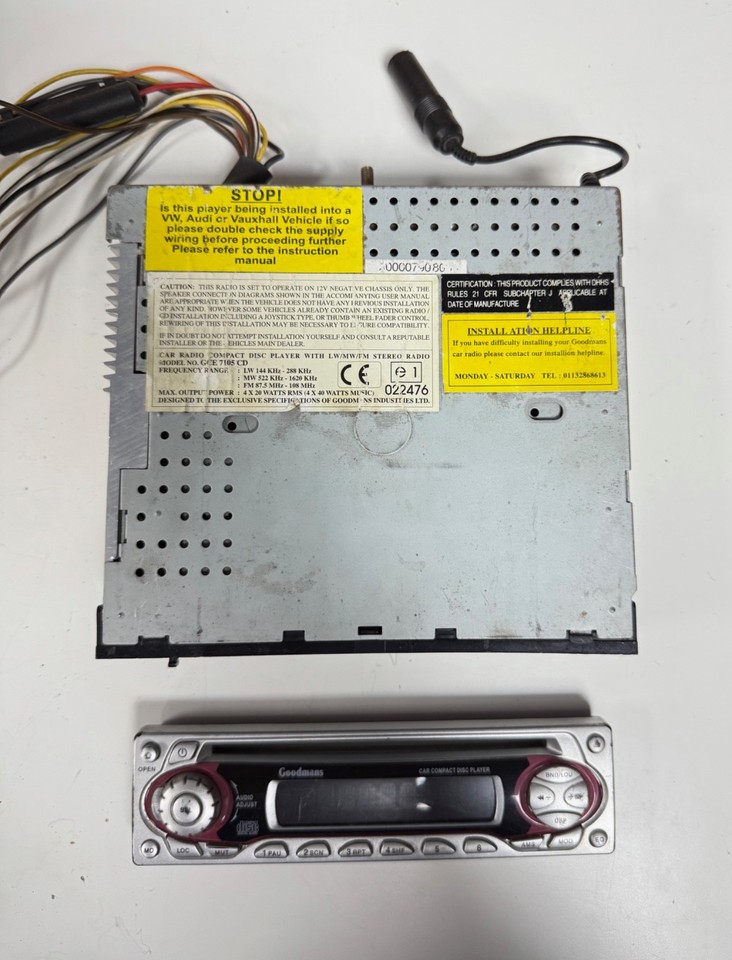 GOODMANS Car/Van Stereo FM Radio Stereo Player Single Din, FACE-OFF ...