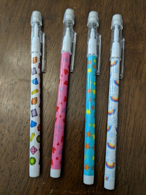 Set of Push Point Pencils Hearts Rainbows Jewels Stars 4 Party Goody ...