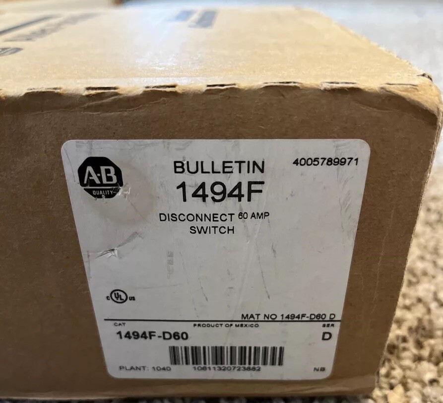 ALLEN BRADLEY 1494F-D60 SERIES D 60A DISCONNECT 60 AMP SWITCH BRAND NEW ...