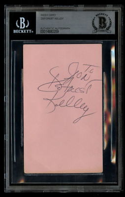 DeForest Kelley d1999 signed autograph auto 3x5 card Bones McCoy Star ...