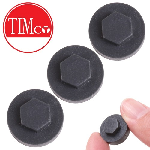 25x PACK DARK GREY HEX COVER CAPS Roofing Construction Screws ...