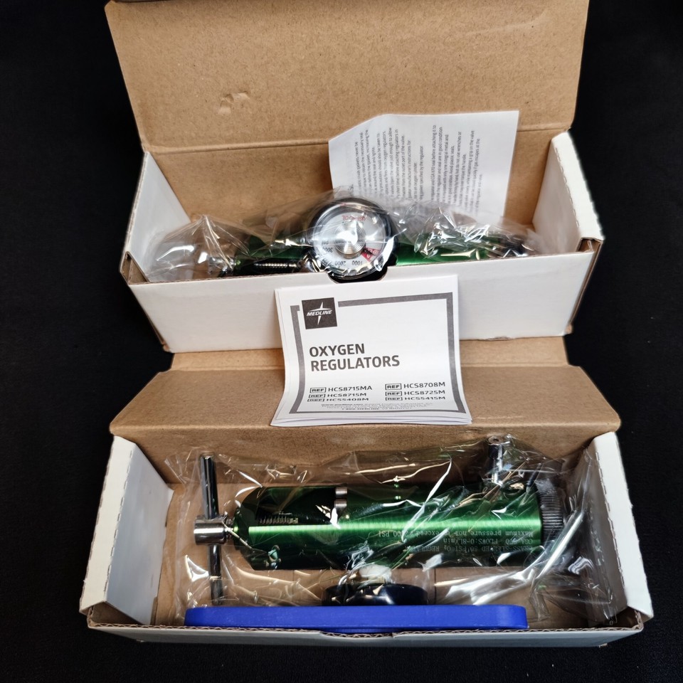 Lot of 2 Medline Oxygen Tank Regulator CGA 870 0-8 LPM. Barb Outlet New ...