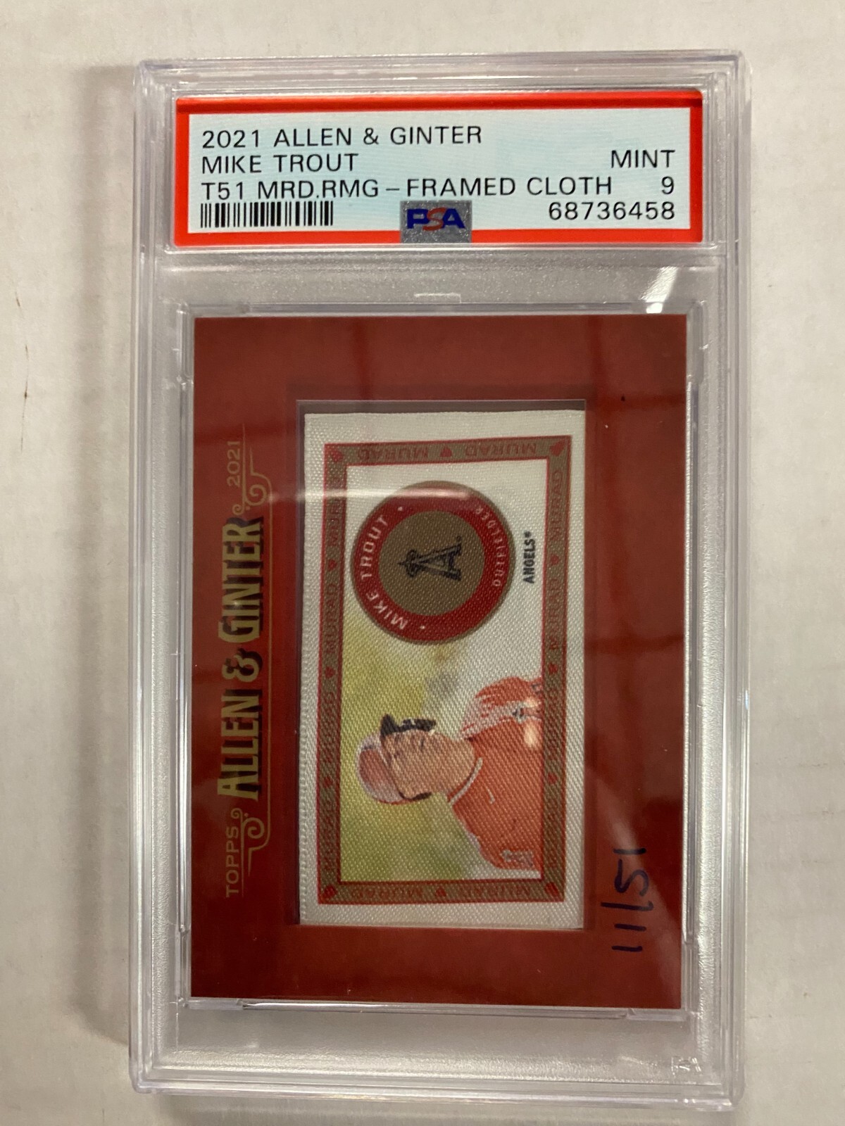 2021 Topps Allen & Ginter T51 Murad Reimag Mike Trout Framed Cloth [PSA ...