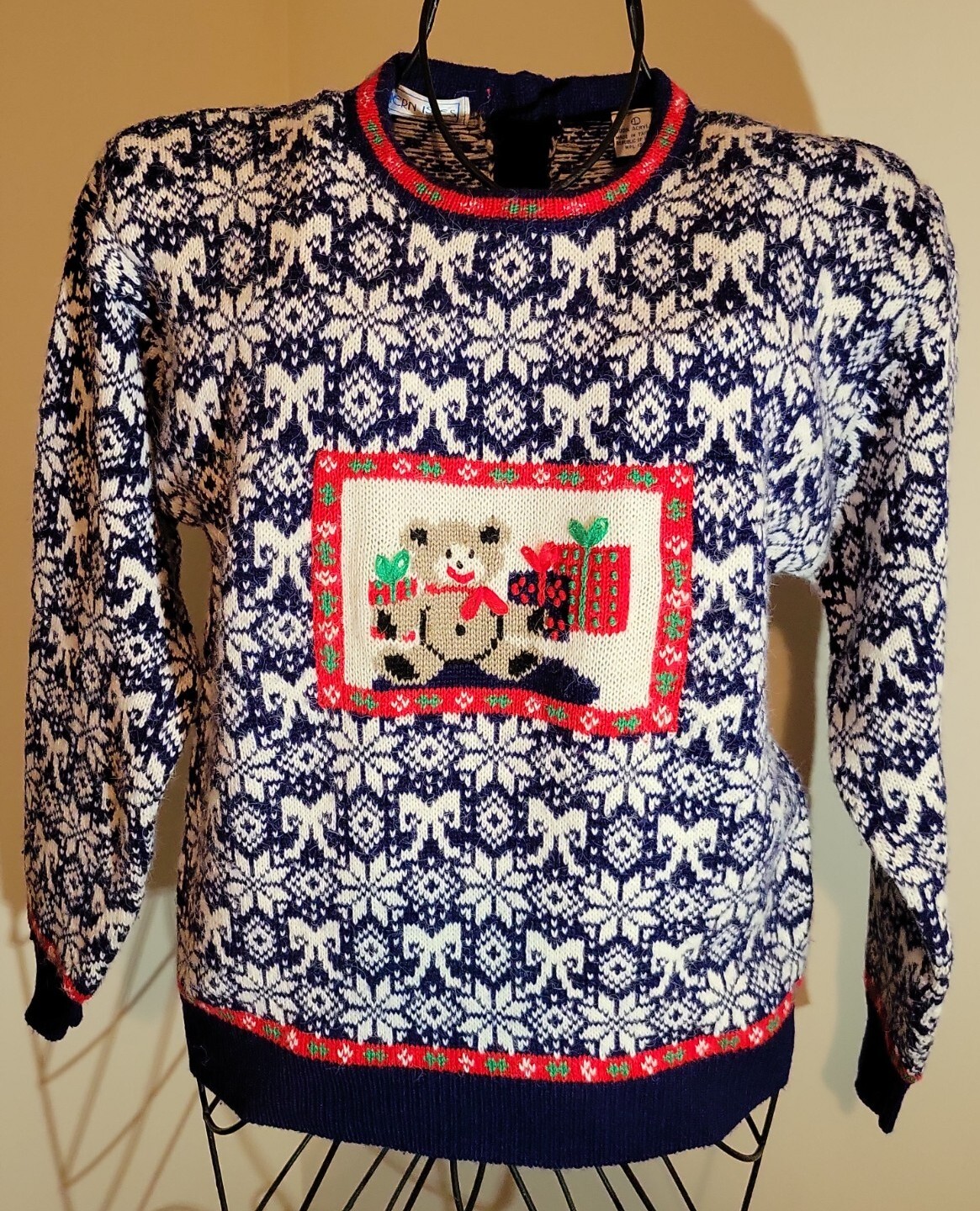 Vintage 80s Northern Isles Women's Christmas Sweater Size Large Teddy ...