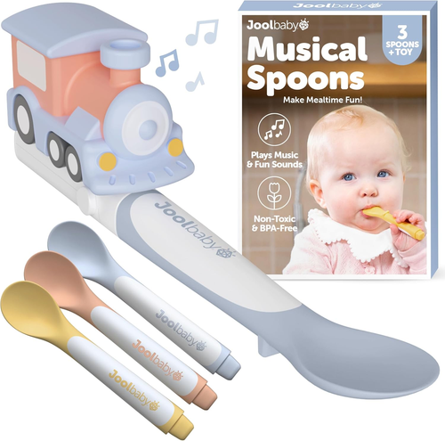 Jool Baby Musical Baby Spoons, 3 Spoons + Train with Fun Sounds - Multi ...