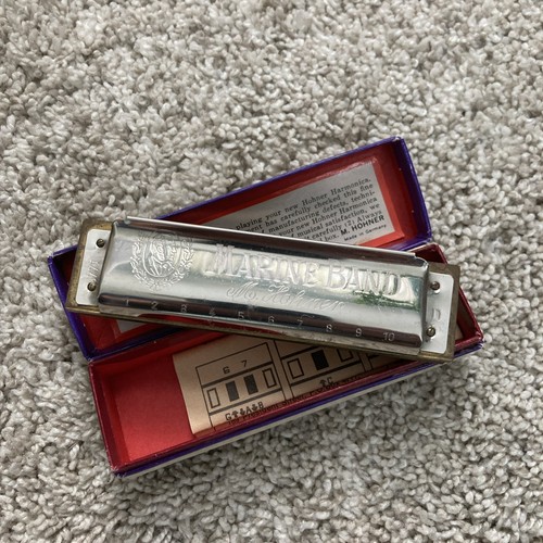 Vintage M. Hohner Germany Marine Band Harmonica No. 1896 Key of D w ...
