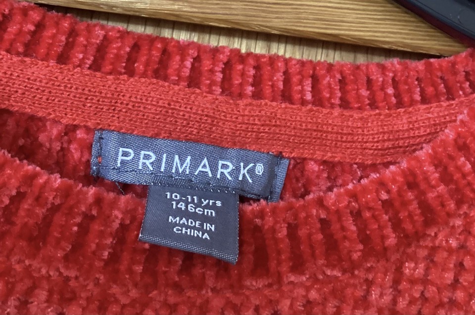 Girls Red Fluffy soft Jumper age 10-11 with frill years new 👍 | eBay UK