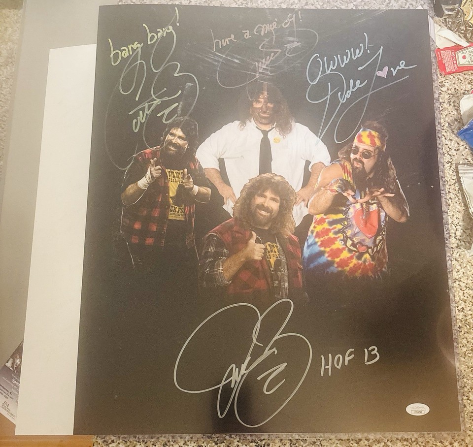 Mick Foley Signed 16 X 20 Jsa Three Faces Of Foley Mankind Dude Love ...