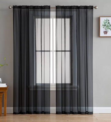 Sheer 4 Pc Window Treatments Curtain Panels 84 Inch Long Polyester (8 ...