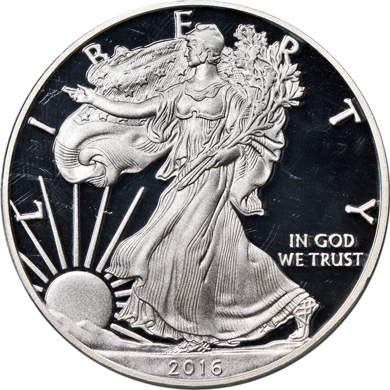 2016-W Silver American Eagle $1 PCGS PR70 DCAM Lettered Edge First ...