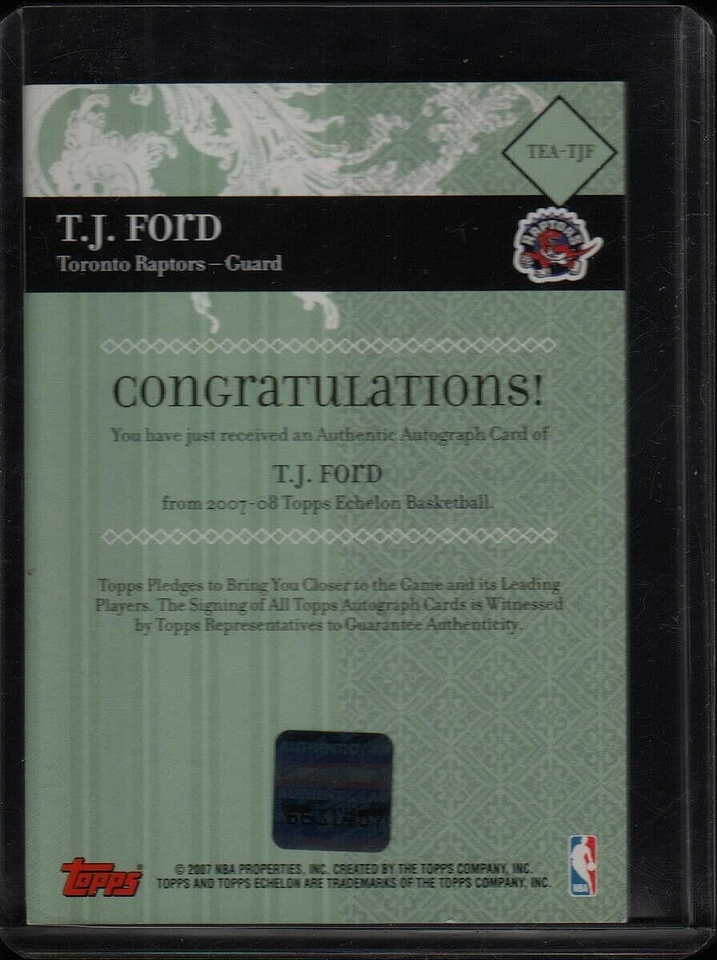 T.J. Ford (Toronto Raptors) 2007-08 Topps Echelon SP Autograph 32/99 ...