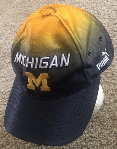 Michigan Wolverines Big House PUMA Adjustable Strapback cap hat Block M ...