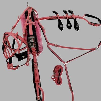 Quick Hitch Horse Driving Harness PVC Pink Black Cob Pony Shet Mini ...
