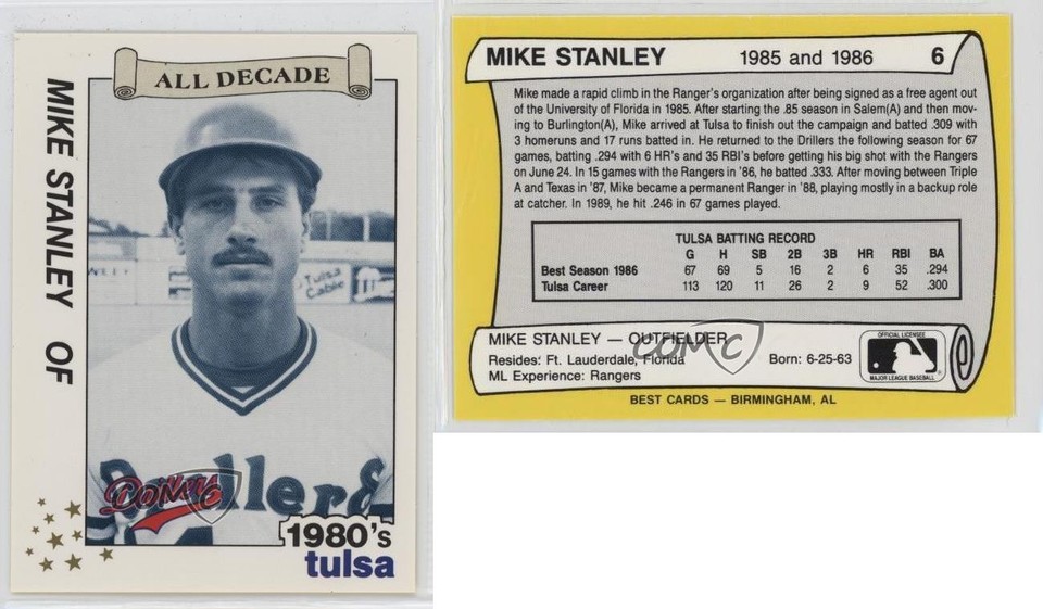 1990 Best Tulsa Drillers All Decade Mike Stanley #6 0h1 | eBay UK