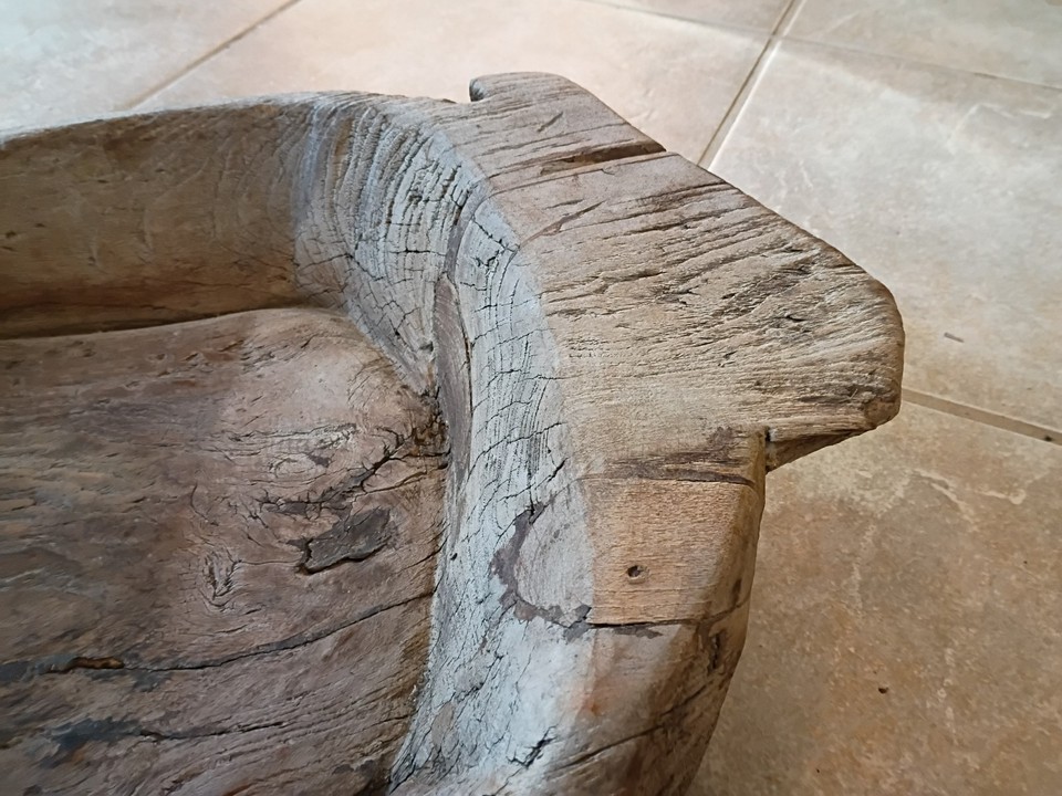 Large Primitive Antique Wooden Dough Bowl Trencher | eBay