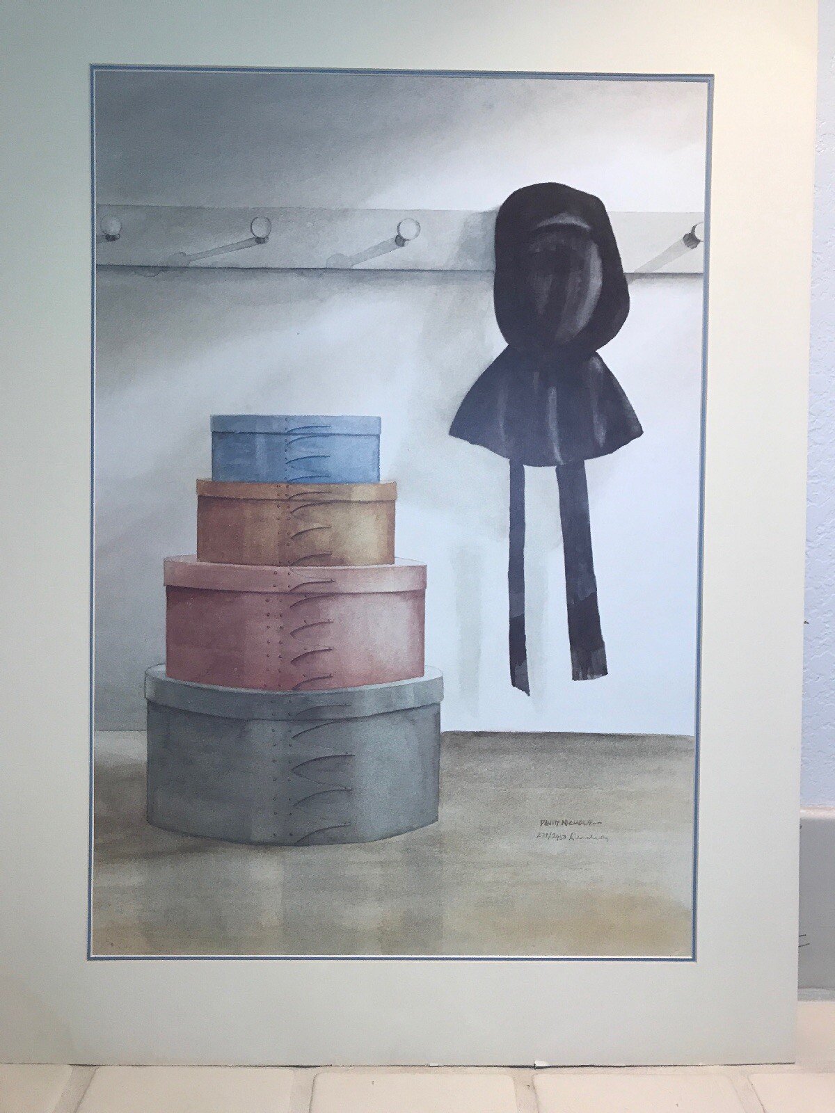 David Nichols Signed Watercolor Art Print Hat Boxes Limited Edition ...