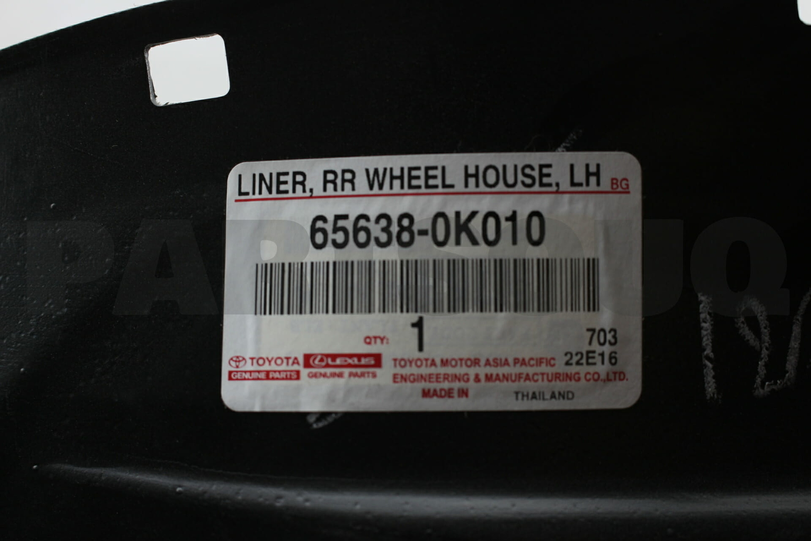 656380K010 Genuine Toyota LINER, REAR WHEEL HOUSE, LH 65638-0K010 | eBay