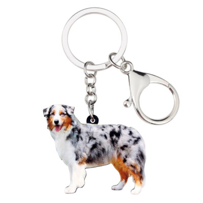 Acrylic Cute Australian Shepherd Dog Keychains Key Ring Pets Jewelry ...