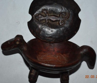 IFUGAO SHAMANS NARRA BOWL W/LID, CARVED LIZARD 1900S 6" PROV | eBay