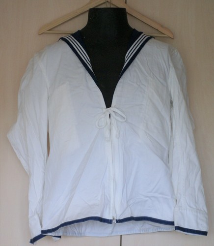British Royal Navy seaman's "square rig" white drill coat style jumper ...