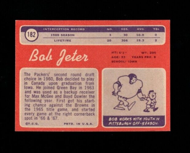 9244* 1970 Topps # 182 Bob Jeter NM-MT | eBay