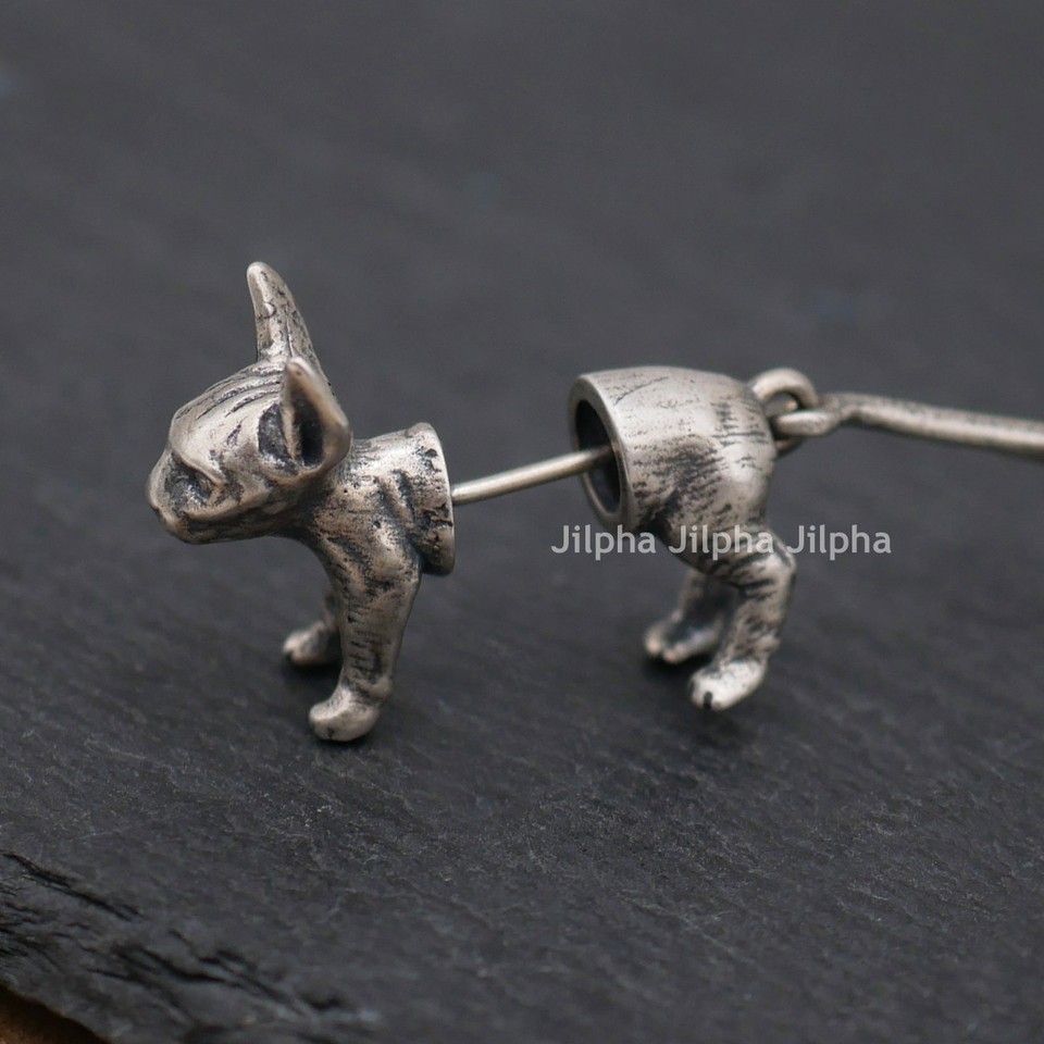 Sterling Silver Cat Stud Single Earring Punk Biker Women Ear Jacket ...