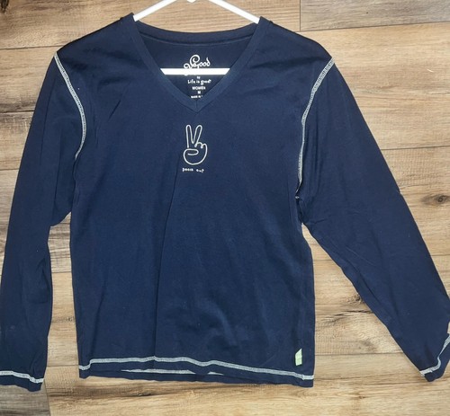 Life Is Good Women’s Good Karma Peace Out V Neck Long Sleeve T Shirt ...